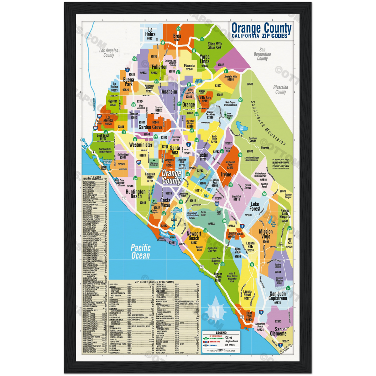Orange County Zip Code Map zip Codes Colorized POSTER PRINTS Otto orange-county-zip-code-map-zip-codes-colorized-poster-prints-otto