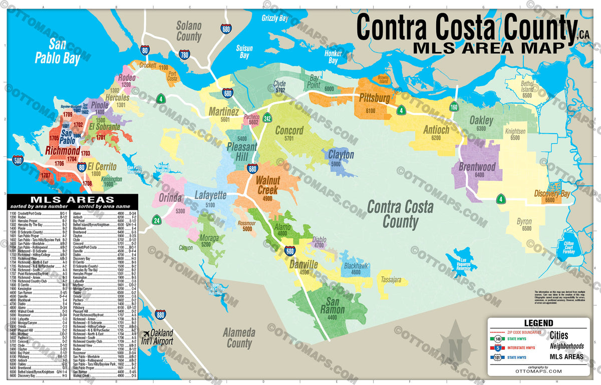 Contra Costa County MLS Area Map - California – Otto Maps