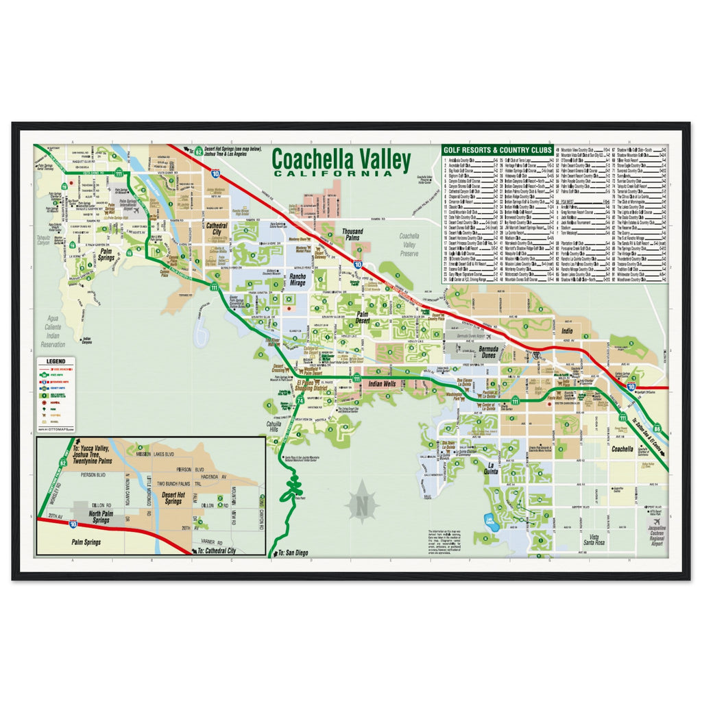 Coachella Valley Map with Golf Index - POSTER PRINTS – Otto Maps