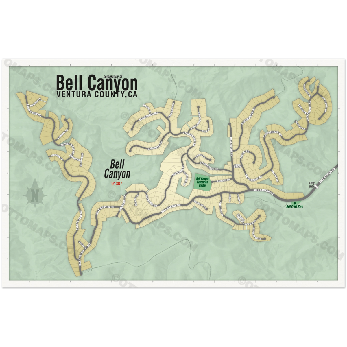 Bell Canyon Map - POSTER PRINTS – Otto Maps