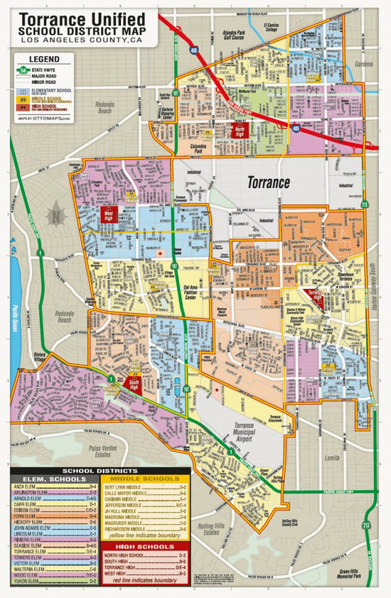 Torrance Unified School District Map - POSTER PRINT – Otto Maps