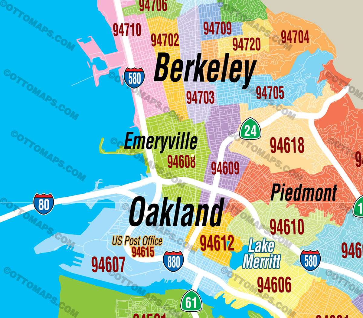 Alameda County Zip Code Map - FILES - PDF and AI, layered, editable, v ...