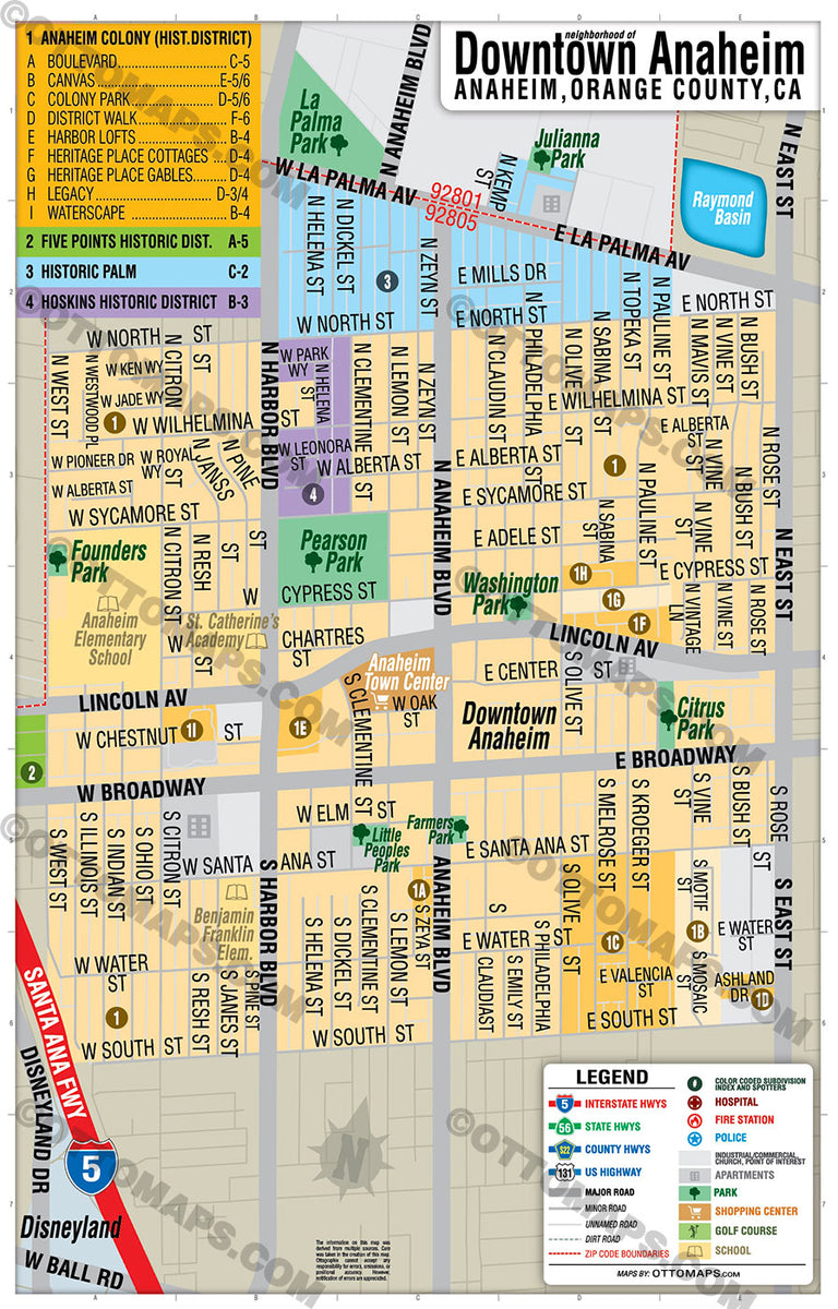 Downtown Anaheim Map, Orange County, CA – Otto Maps