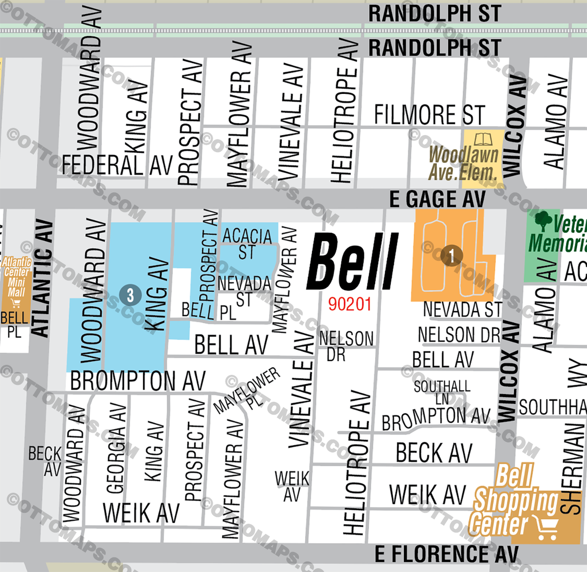 Bell Map, Los Angeles County, CA – Otto Maps