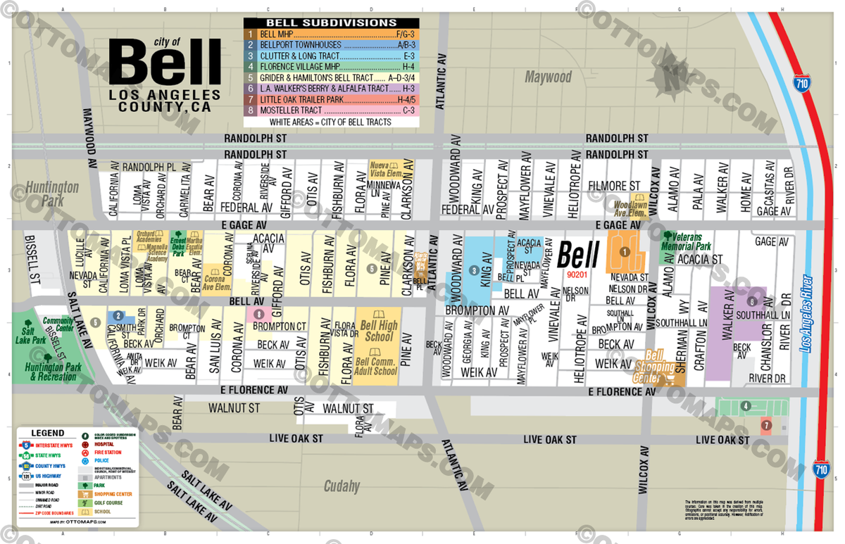 Bell Map, Los Angeles County, CA – Otto Maps