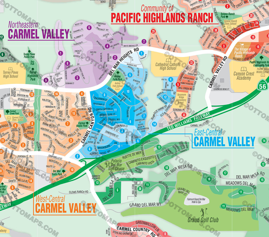 Carmel Valley Map, San Diego County, CA - FILES - PDF and AI Files, ed ...