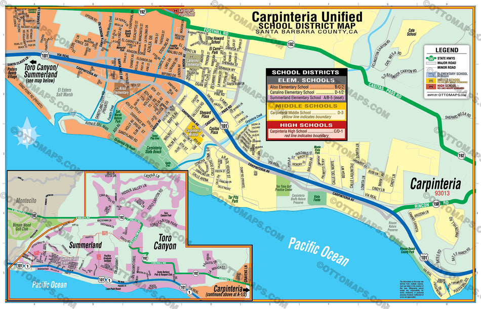 Carpinteria Unified School District Map - Santa Barbara County, CA - F ...