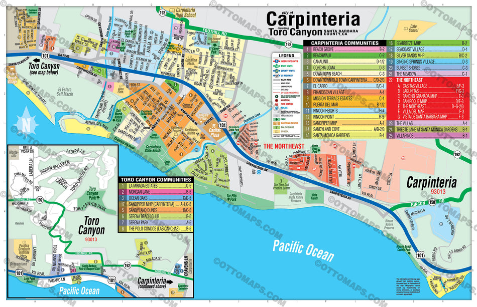 Carpinteria Map and Toro Canyon Map, Santa Barbara County, CA - FILES ...