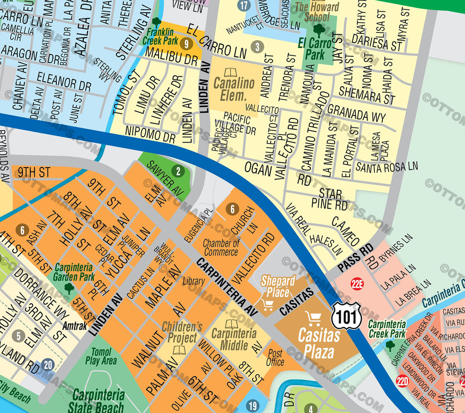 Carpinteria Map and Toro Canyon Map, Santa Barbara County, CA - FILES ...