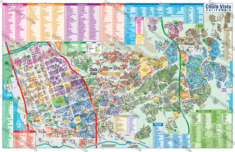 Chula Vista Map, San Diego County, CA - POSTER PRINTS – Otto Maps
