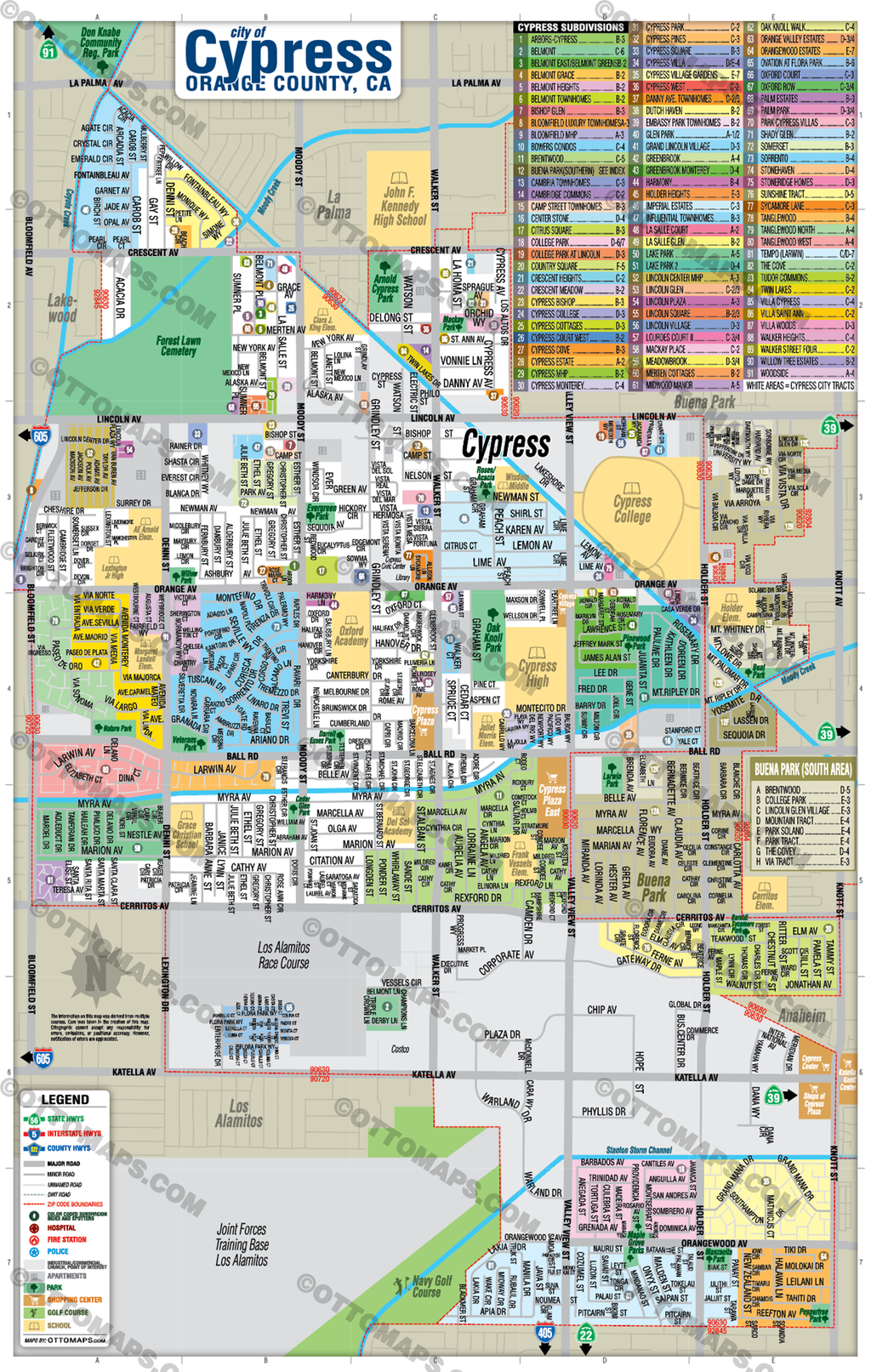 Cypress Map, Orange County, CA - FILES - PDF and AI, editable, vector ...