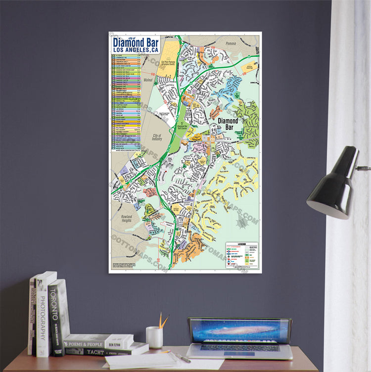 Diamond Bar Map, Los Angeles County, CA - POSTER PRINTS – Otto Maps