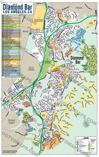 Diamond Bar Map, Los Angeles County, CA - FILES - PDF and AI, editable ...