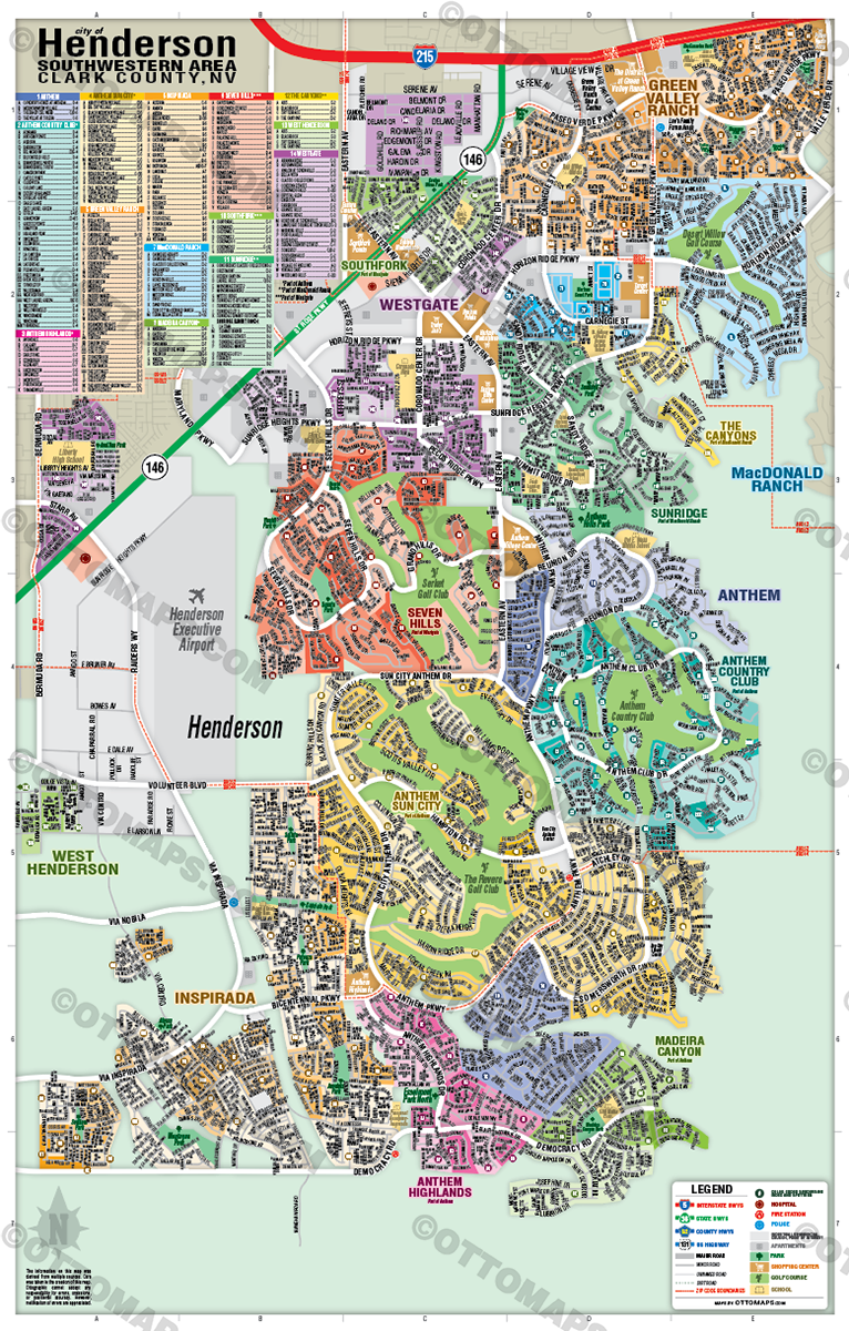 Henderson Map - SOUTHWEST, Clark County, NV - FILES - PDF and AI – Otto ...