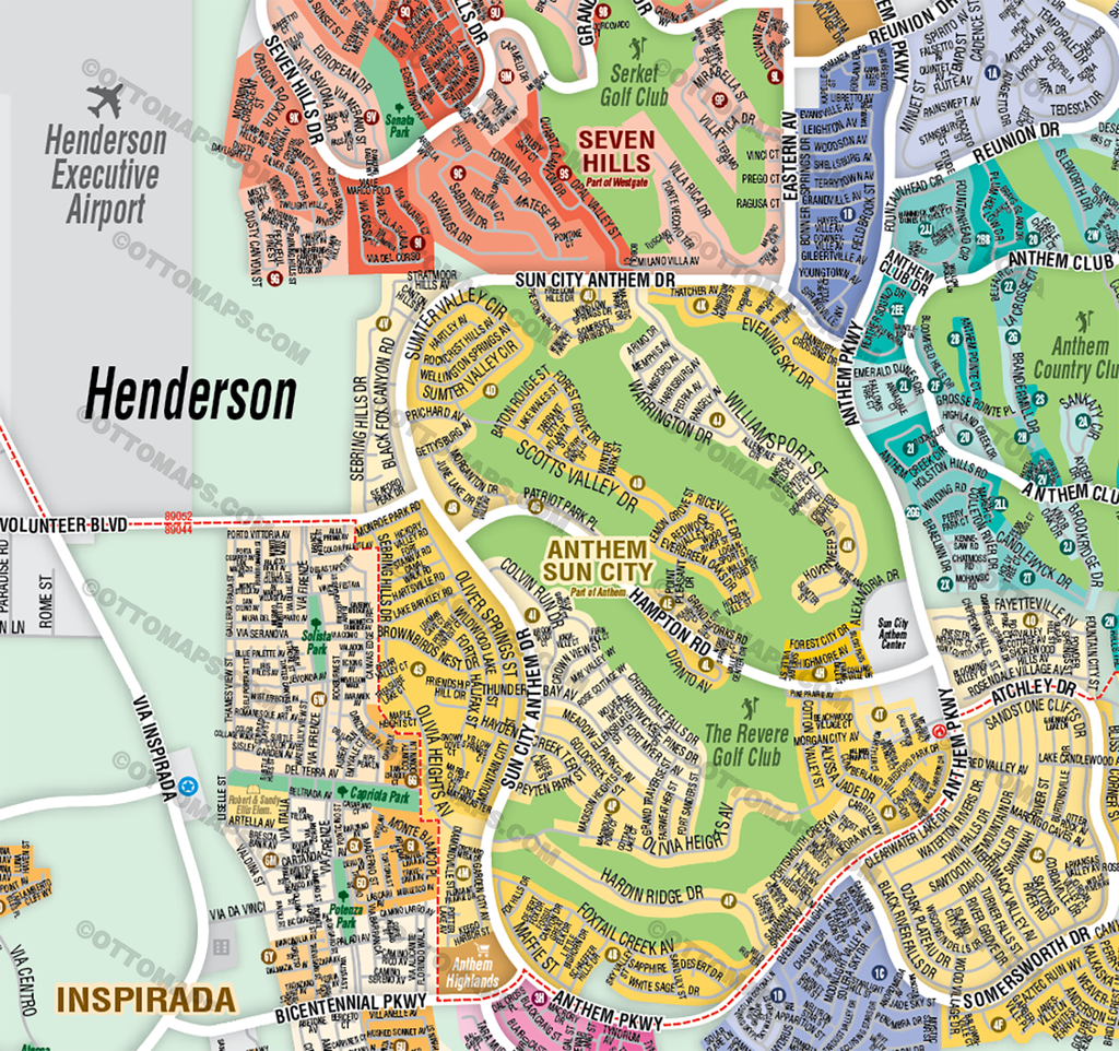 Henderson Map - SOUTHWEST, Clark County, NV - FILES - PDF and AI – Otto ...
