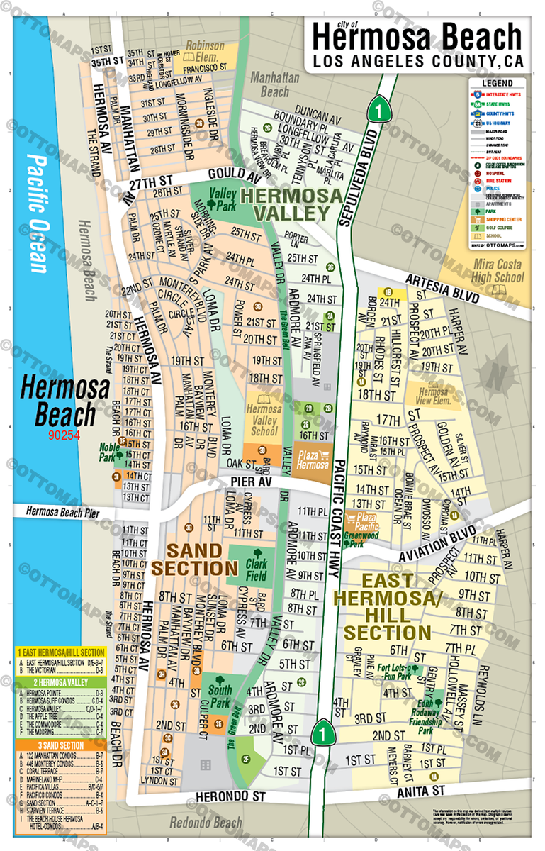 Hermosa Beach Map - Los Angeles County, CA – Otto Maps