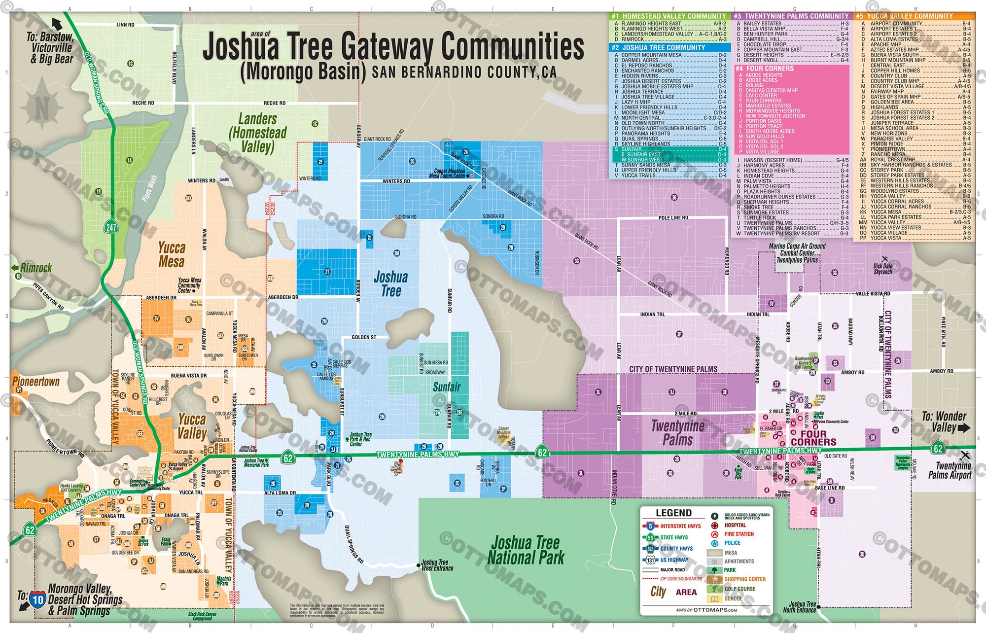 Joshua Tree Gateway Communities Map - Yucca Valley, Yucca Mesa, Joshua ...