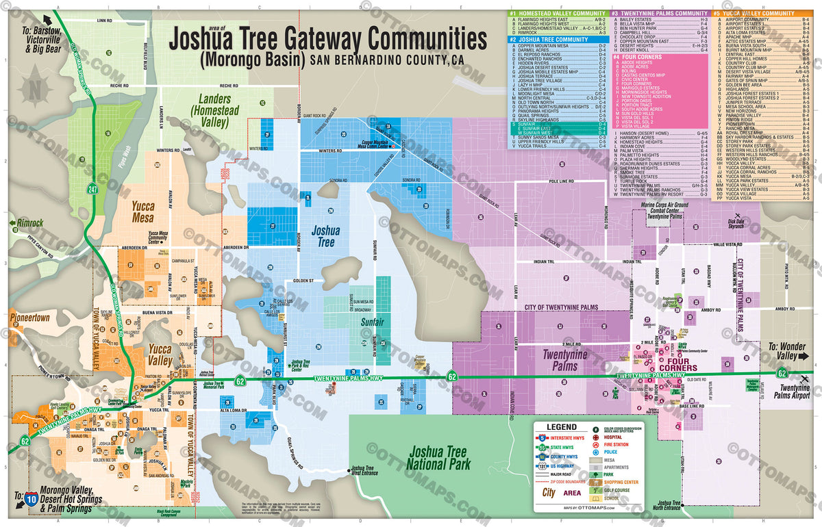 Joshua Tree Gateway Communities Map - Yucca Valley, Yucca Mesa, Joshua ...