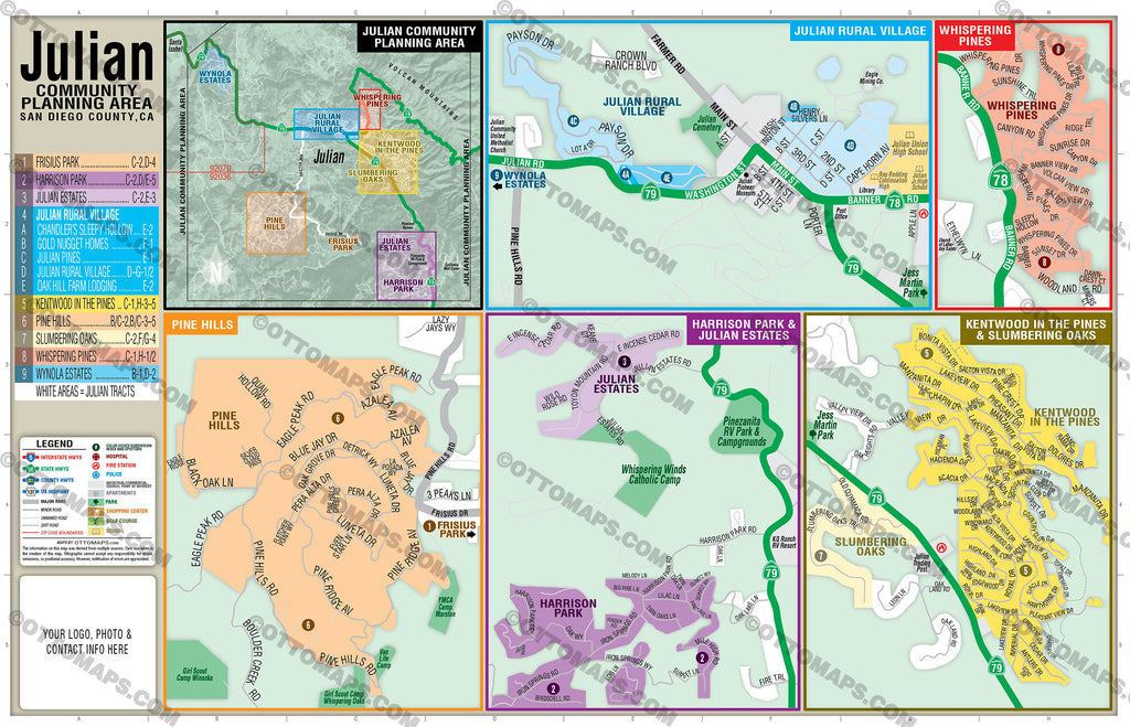 Julian Map, Julian Community Planning Area, San Diego County, CA - FIL ...