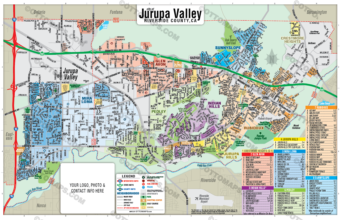 Jurupa Valley Map, Riverside County, CA - FILES - PDF and Adobe Illust ...