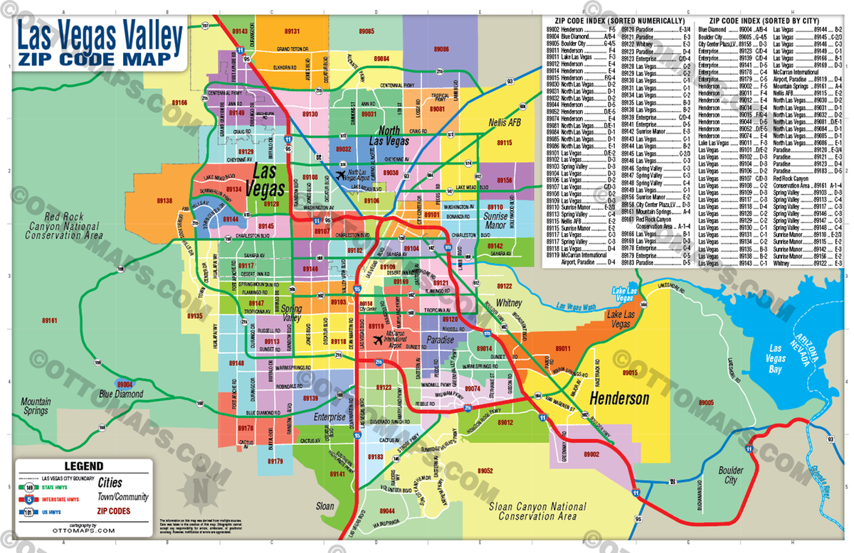 Las Vegas Valley Zip Code Map - FILES - PDF and AI Files, editable, ve ...