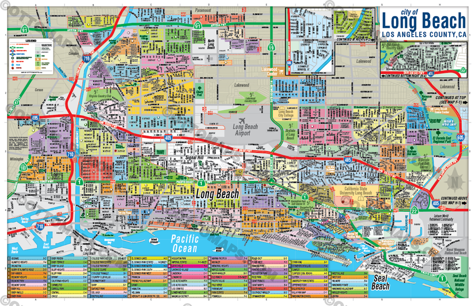 Long Beach Map, Los Angeles County, CA - POSTER PRINTS – Otto Maps