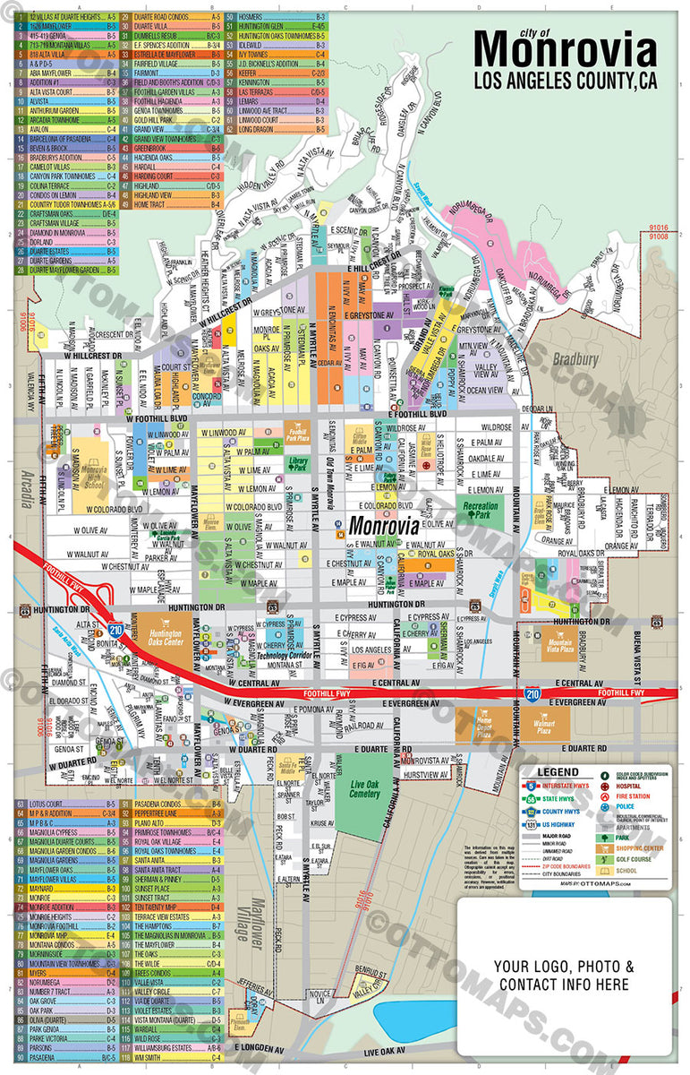 Monrovia Map - Los Angeles County, CA – Otto Maps