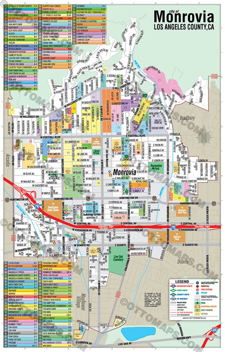 Monrovia Map - Los Angeles County, CA – Otto Maps