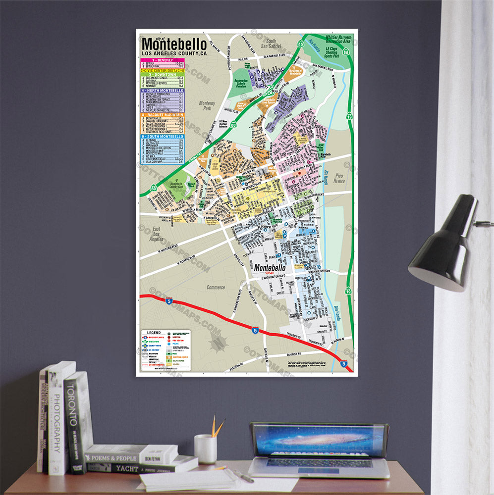 Montebello Map, Los Angeles County, CA - POSTER PRINTS – Otto Maps