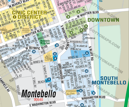 Montebello Map, Los Angeles County, CA - FILES - PDF and AI, editable ...