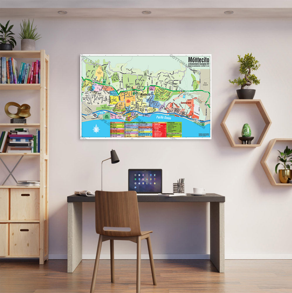 Montecito Map with Summerland and Eucalyptus Hills - Santa Barbara Cou ...