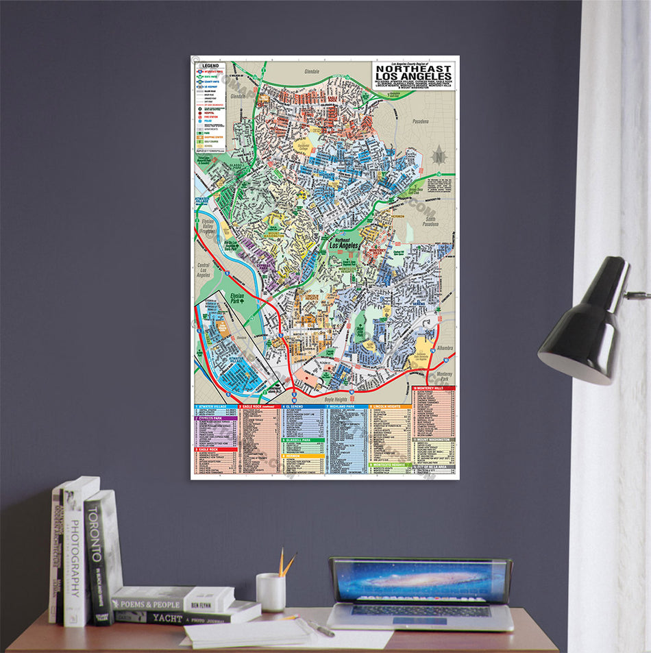 Northeast Los Angeles Map with Neighborhoods and Subdivisions - POSTER ...