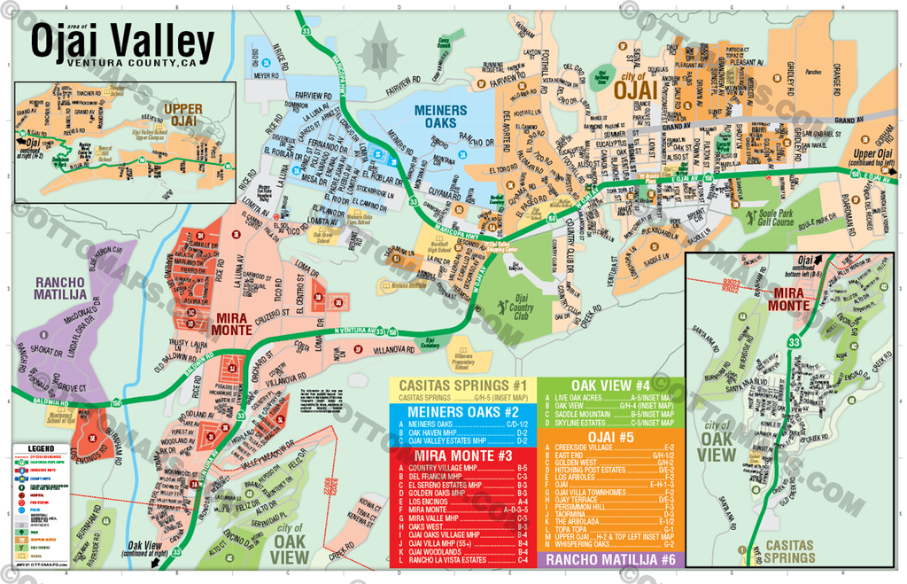 Ojai Valley Map, Ventura County, CA - FILES - PDF and AI, editable, ve ...
