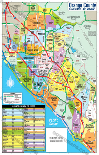 Orange County Zip Code Map - Cities colorized - FILES - PDF and AI Fil – Otto Maps