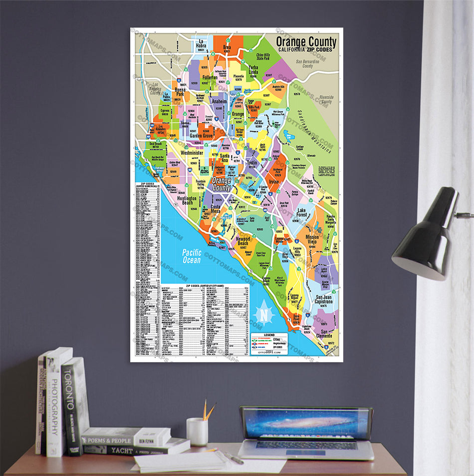 Orange County Zip Code Map - Zip Codes Colorized - POSTER PRINTS – Otto ...