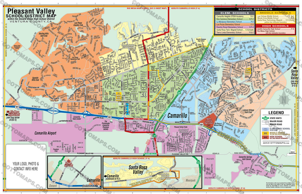 Pleasant Valley School District Map including Camarillo and Santa Rosa ...