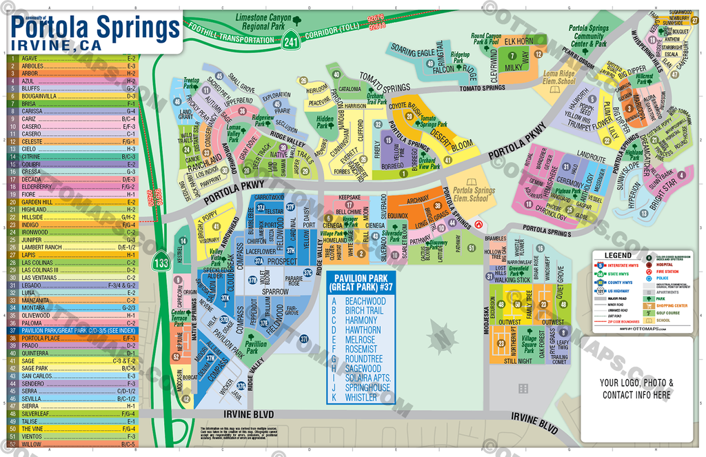 Portola Springs Map, Irvine, CA - FILES - PDF and AI, editable, vector ...