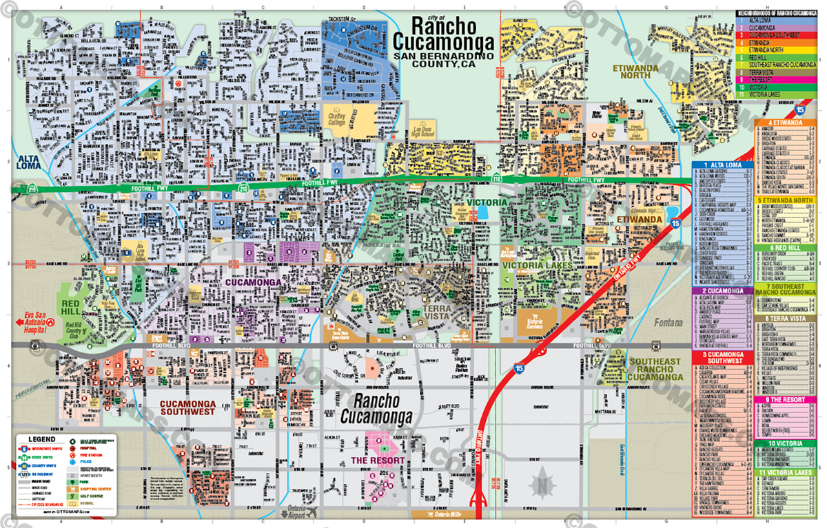 Rancho Cucamonga Map, San Bernardino County, CA - FILES - PDF and AI ...