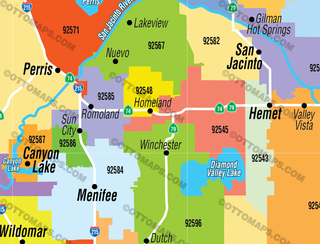 Riverside County Zip Code Map - FILES - PDF and AI Files, editable, ve ...