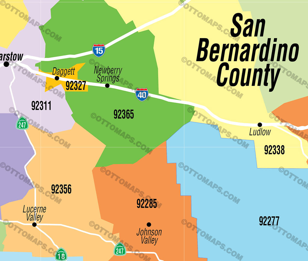 San Bernardino County Zip Code Map - FILES - PDF and AI Files, editabl ...