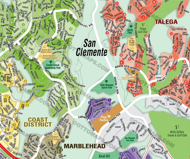 San Clemente Map, Orange County, CA - FILES - PDF and AI, editable, ve ...