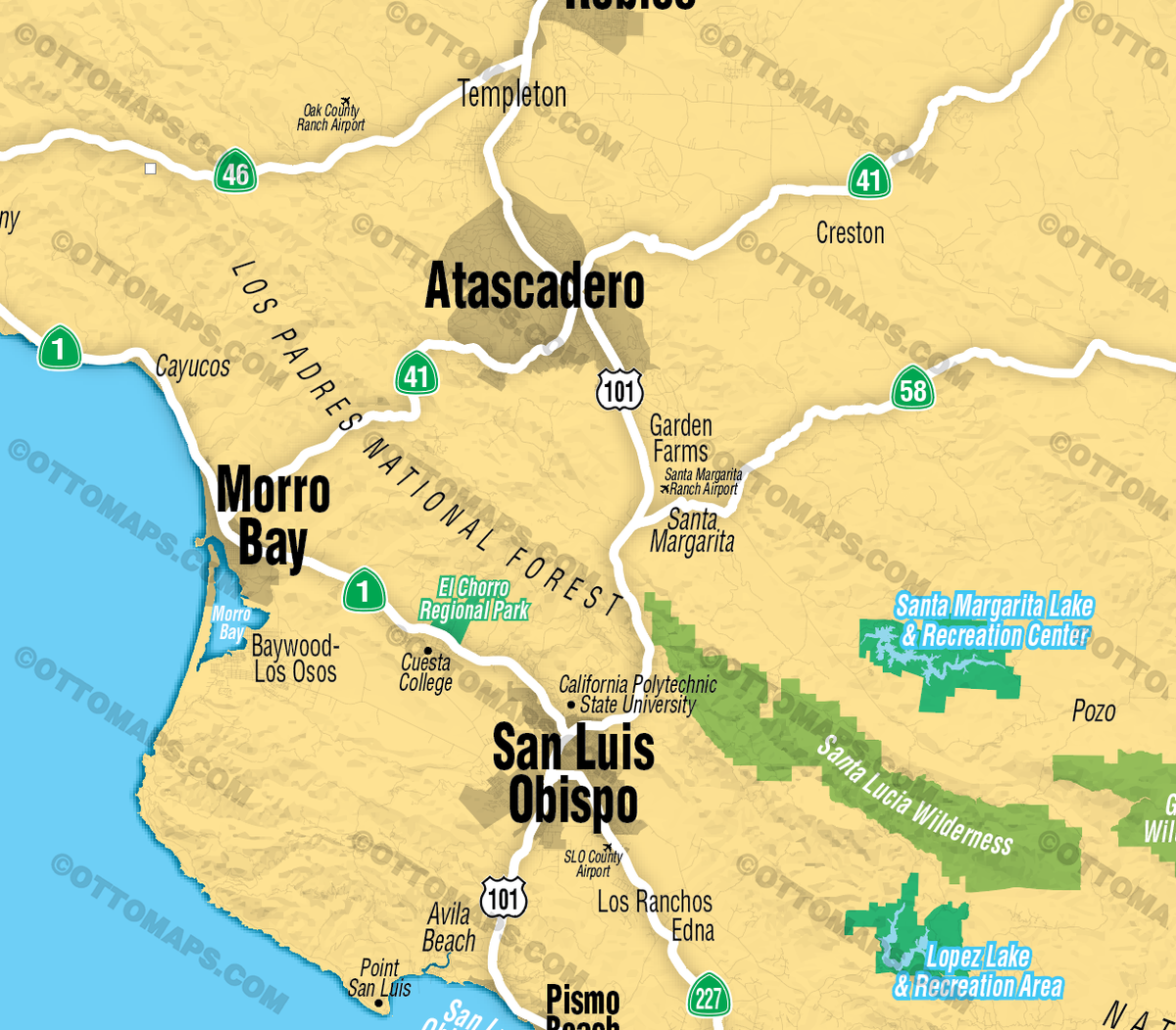 San Luis Obispo County Map (no zip codes) - FILES - PDF and AI – Otto Maps