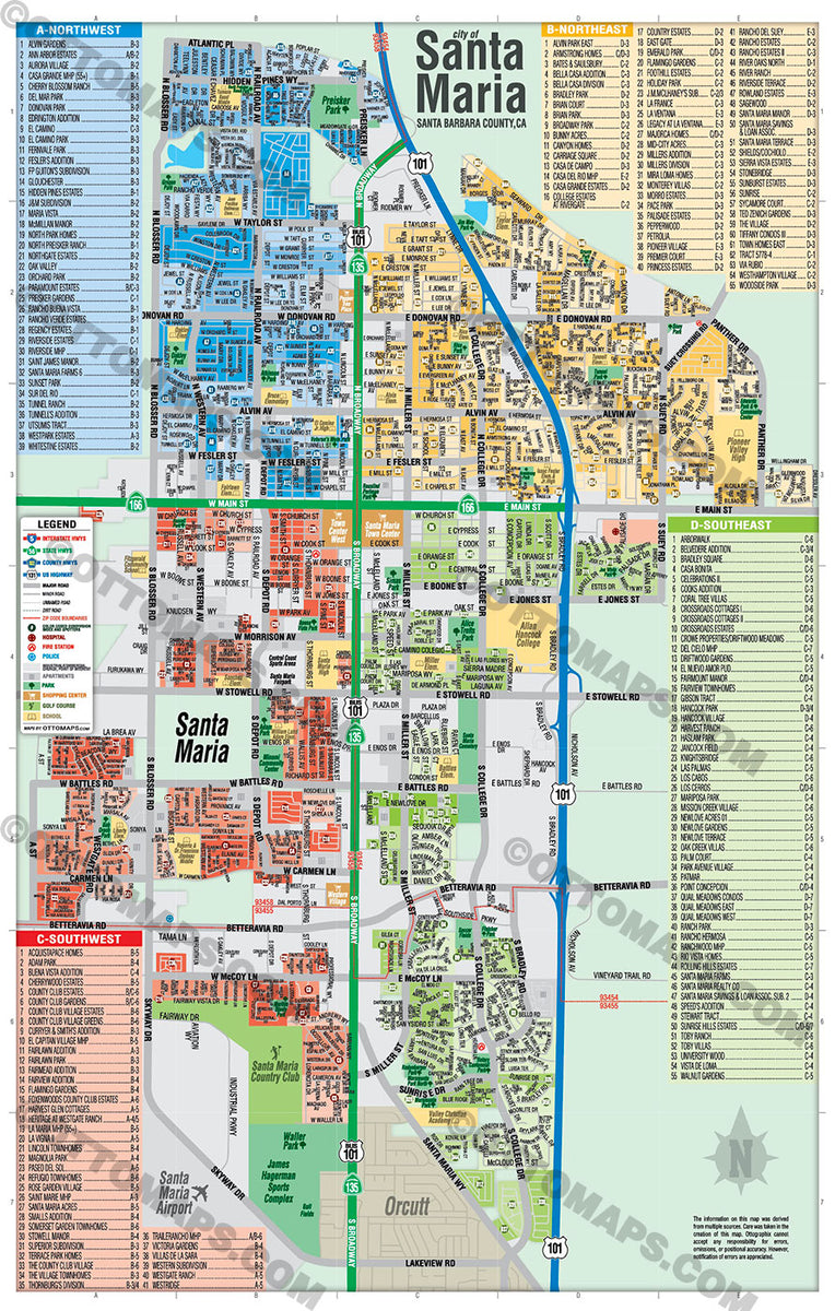 Santa Maria Map, Santa Barbara County, CA – Otto Maps