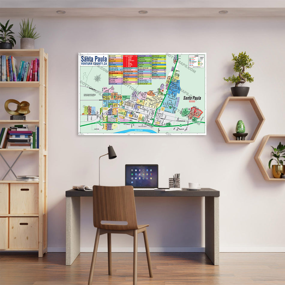 Santa Paula Map, Ventura County, CA - POSTER PRINTS – Otto Maps