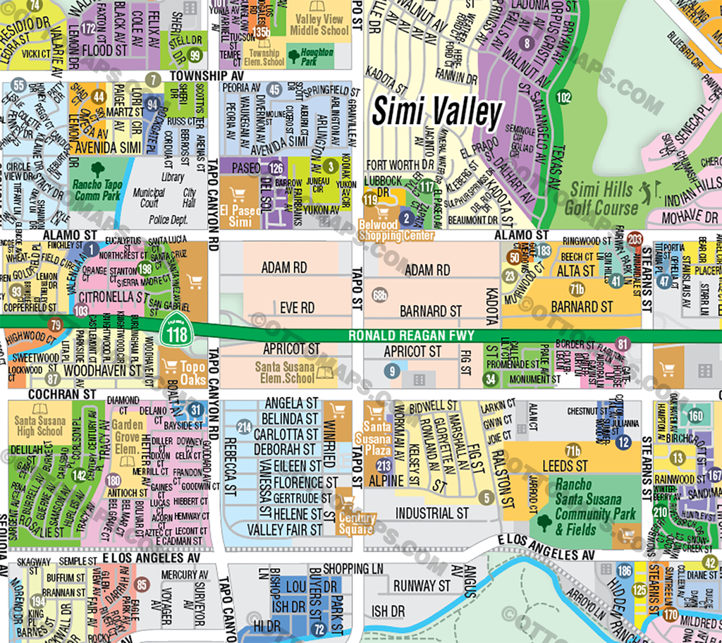 Simi Valley Map, Ventura County, CA - FILES - PDF and AI Files, editab ...