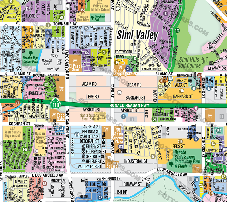 Simi Valley Map, Ventura County, CA - FILES - PDF and AI Files, editab ...