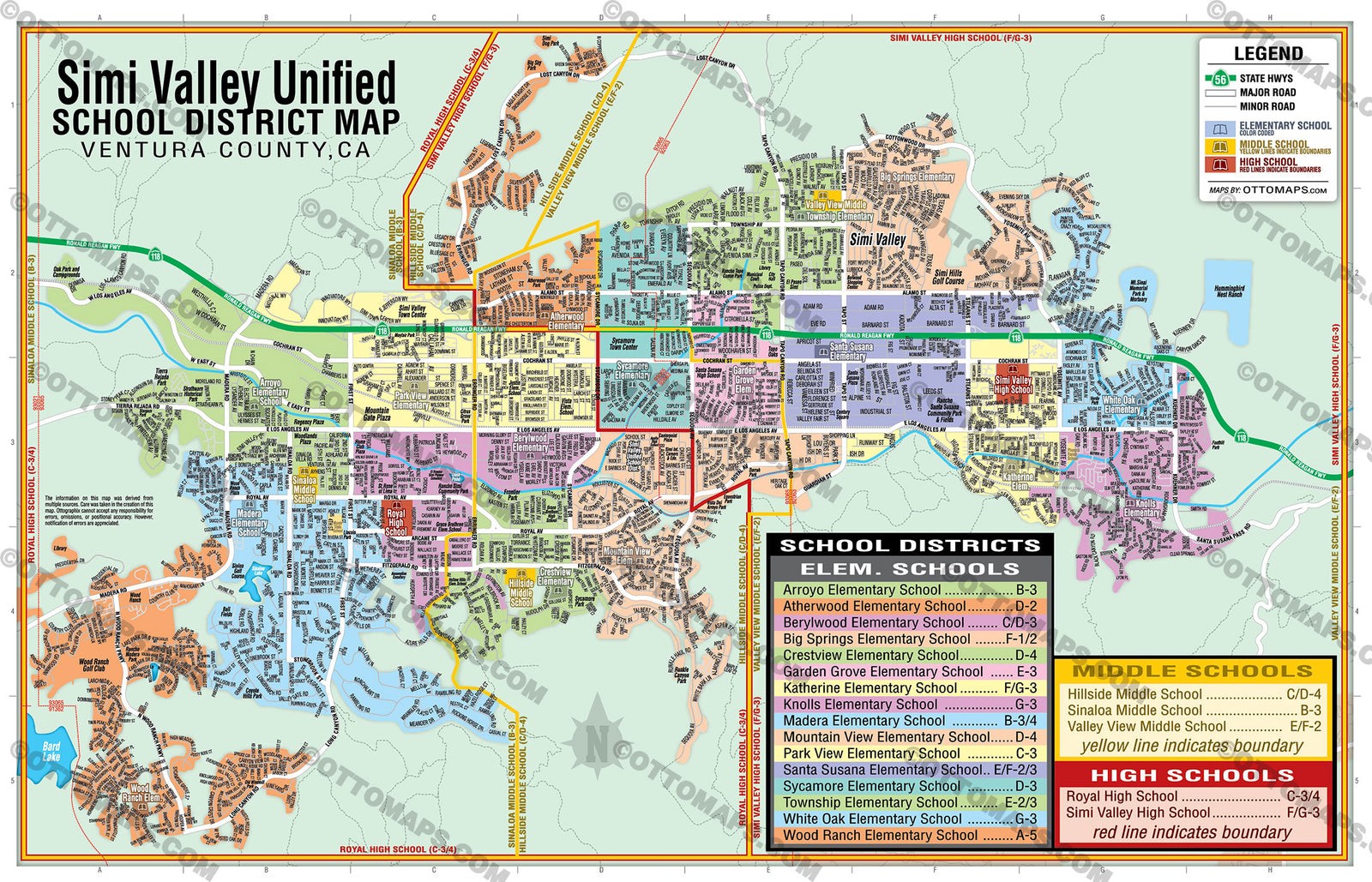 Simi Valley Unified School District Map - Ventura County, CA - FILES ...