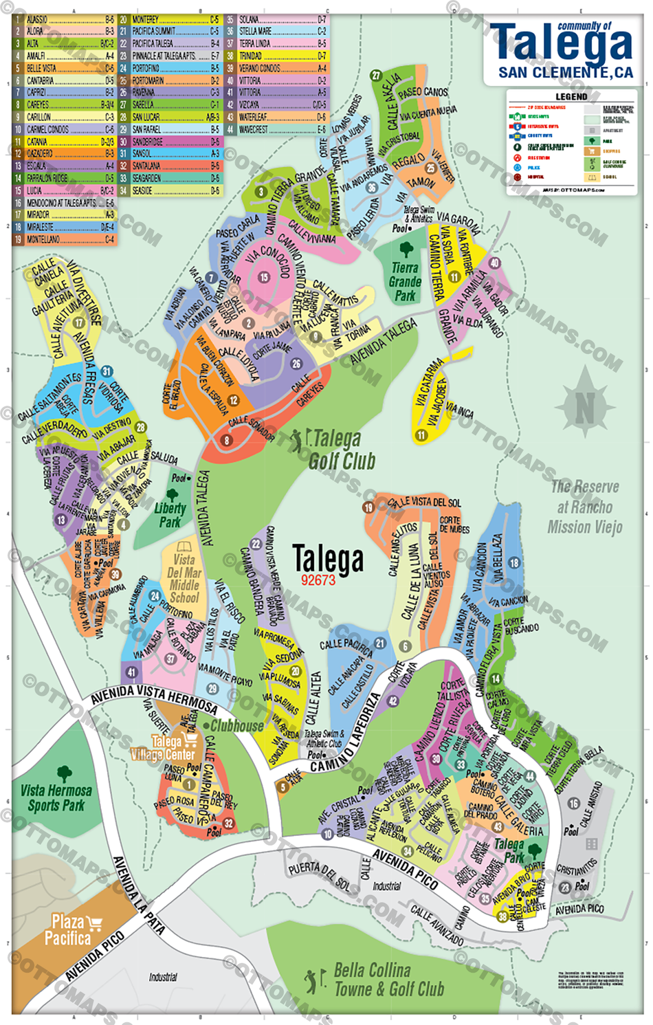 Talega Map, San Clemente, CA - FILES - PDF and AI, editable, layered ...