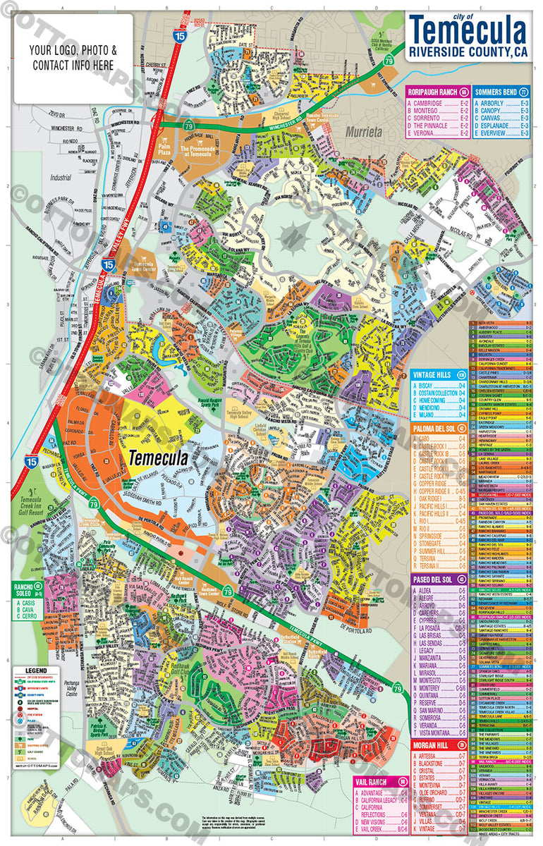 Temecula Map, Riverside County, CA - PDF FILE, AI File, editable, roya ...