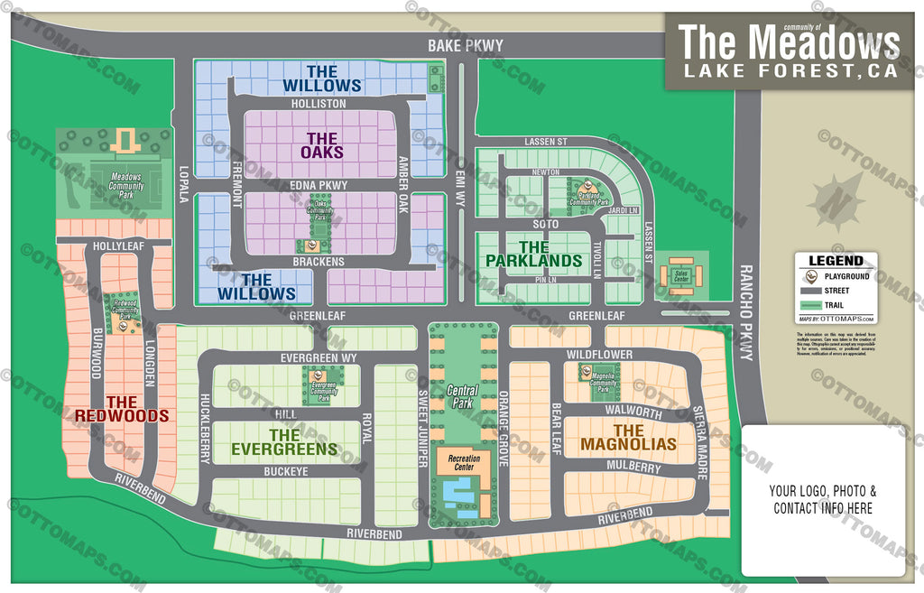 The Meadows Map, Lake Forest, CA - FILES - PDF and AI, editable, vecto ...